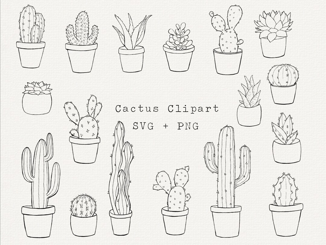 Cactus SVG Bundle, Cacti and Succulents Clipart, Houseplants, Potted ...