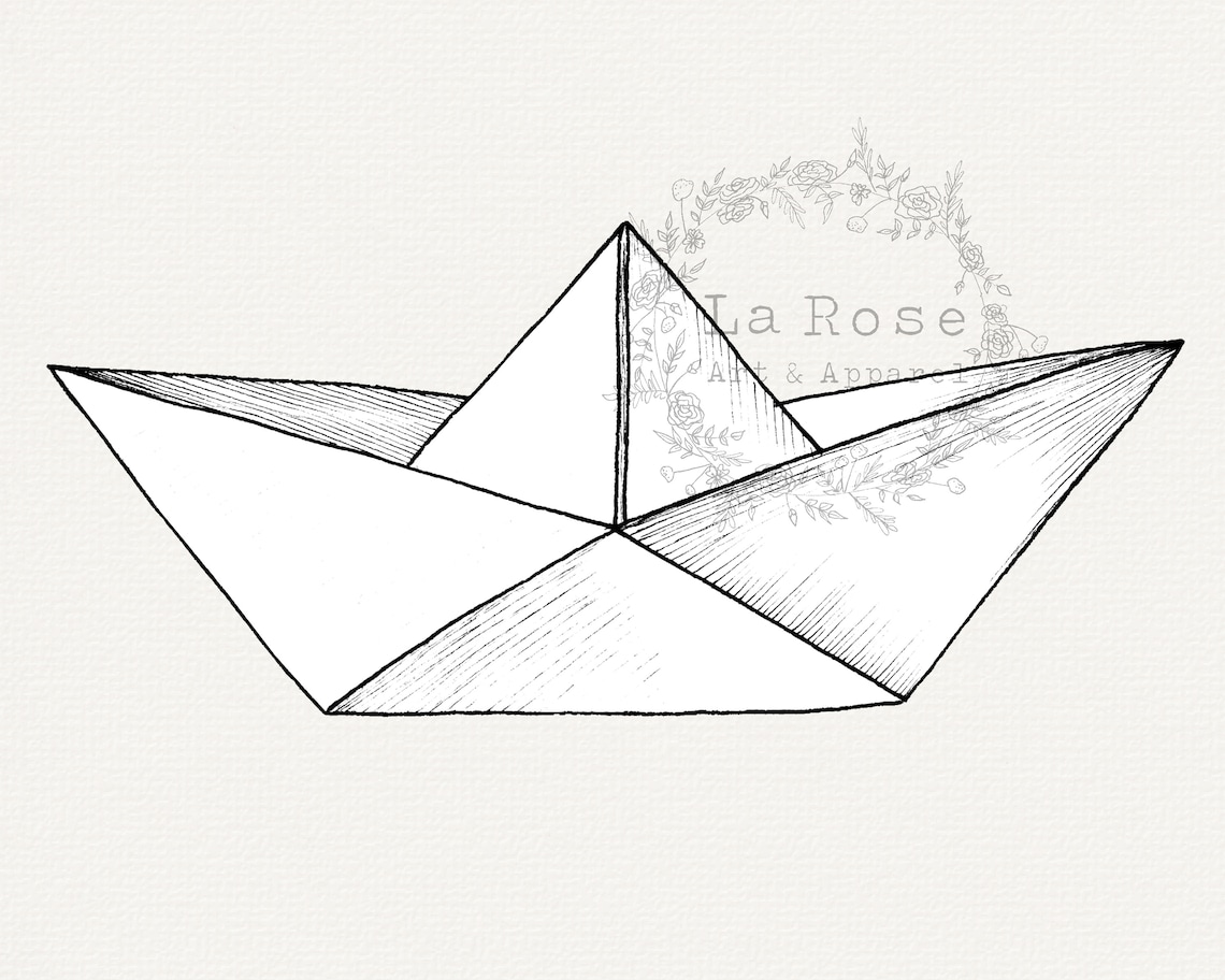 Paper Boat PNG Origami Boat Clip Art Hand Drawn Line Art | Etsy