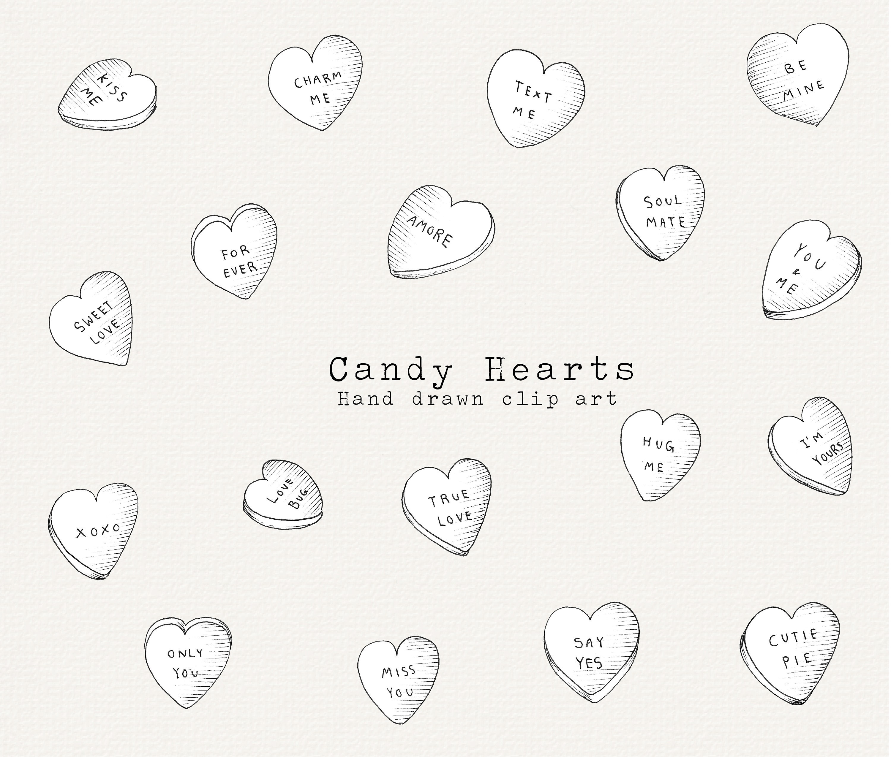 Candy Heart Clipart Black And White