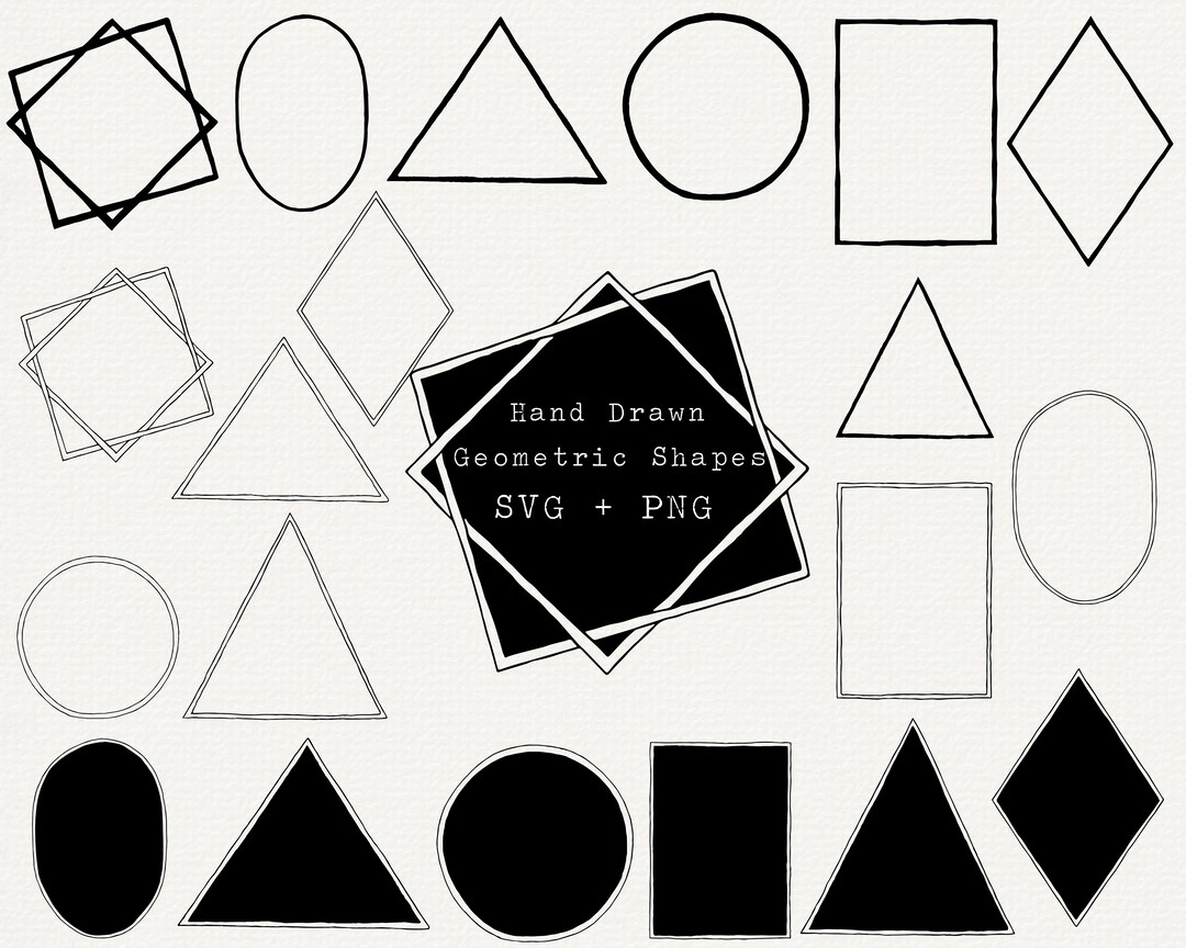 Frame Svgs, Hand Drawn Geometric Shape Clipart, Circle, Square, Diamond ...