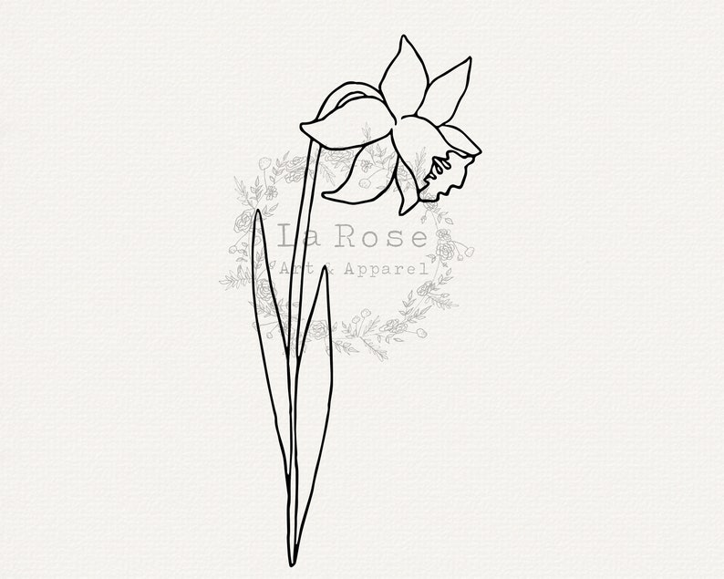 March Birth Flower Daffodil Jonquil SVG PNG, Floral Line Art, Botanical ...