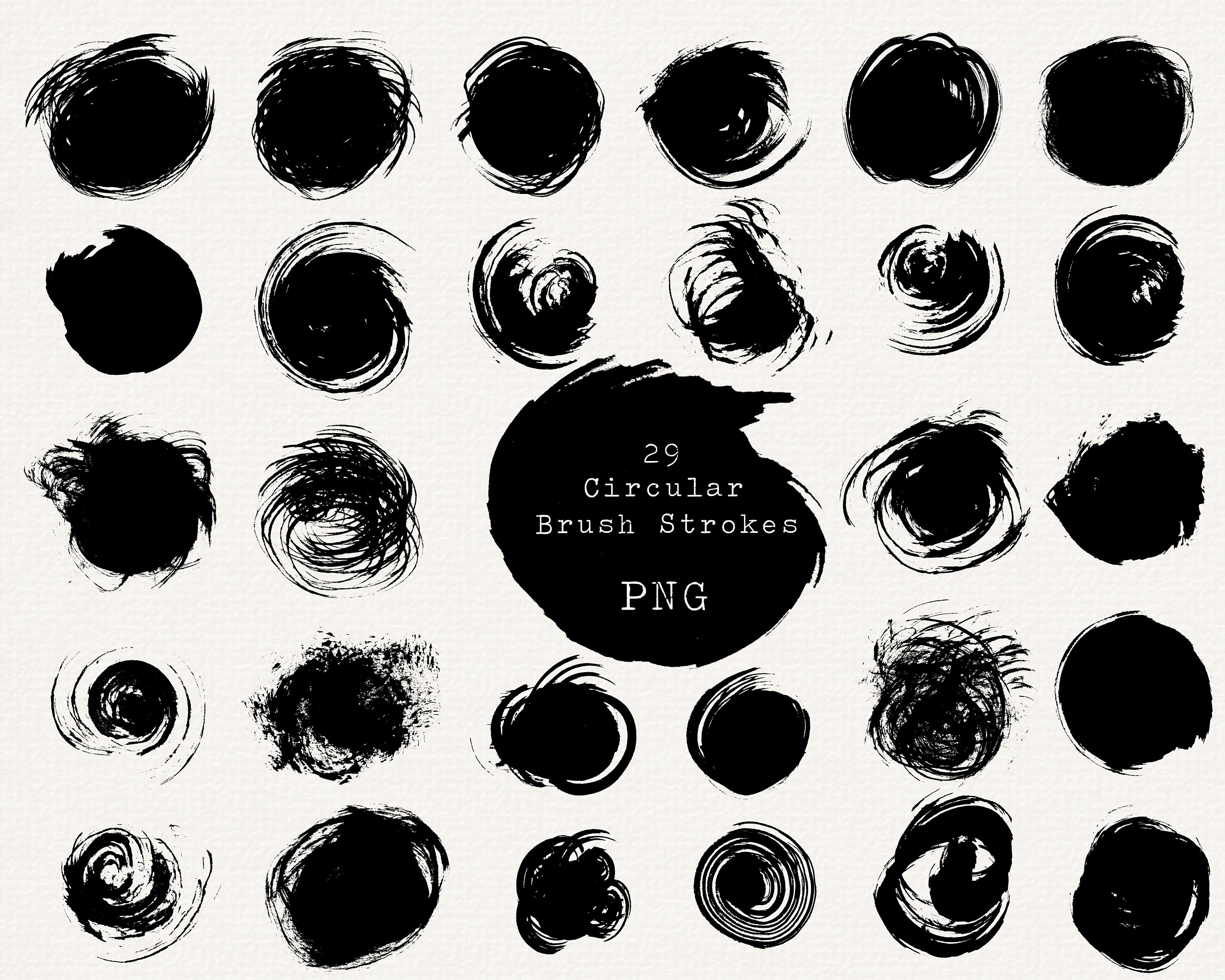 Circular Brush Stroke Pngs Natural Brush Strokes Hand | Etsy