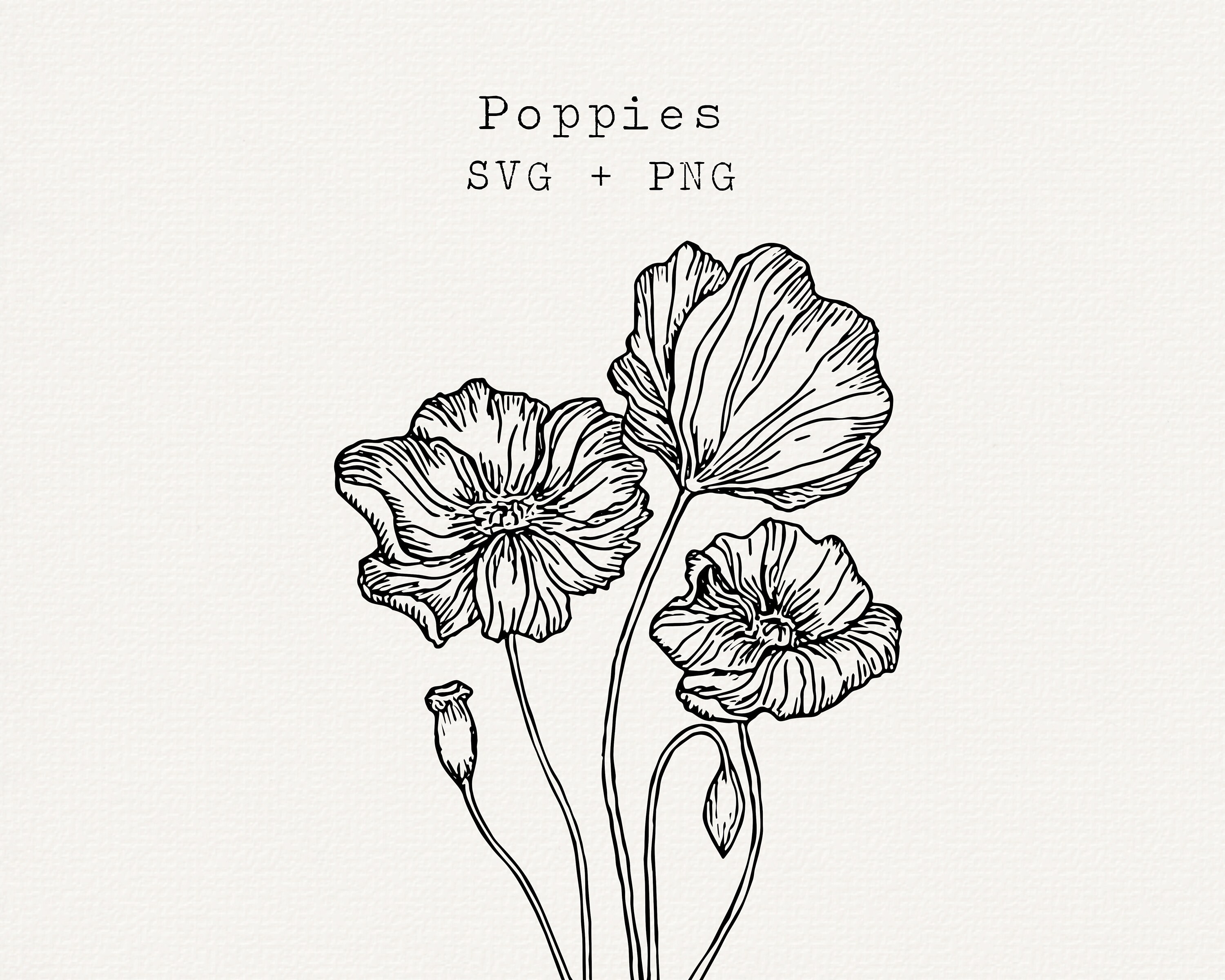 Poppy SVG Poppies Vector Floral Line Art Clipart Botanical - Etsy Canada