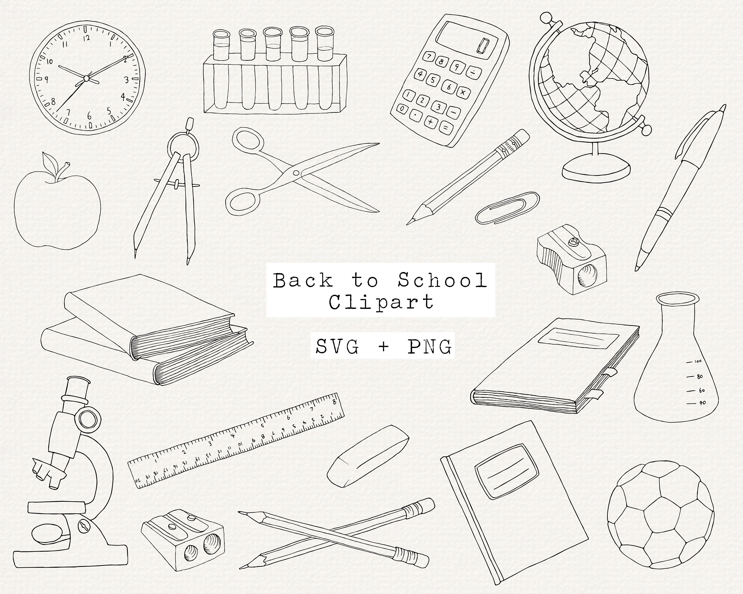 Back to School SVGs School Supplies Clipart Office Supplies | Etsy