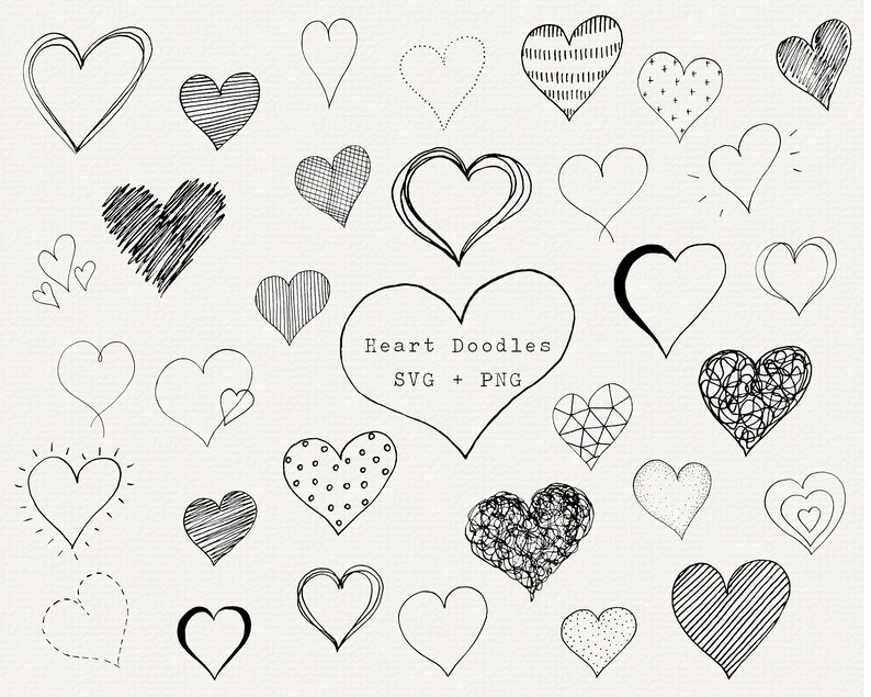 Heart Doodle SVG Bundle Hand Drawn Heart Vector Clip Art - Etsy Canada