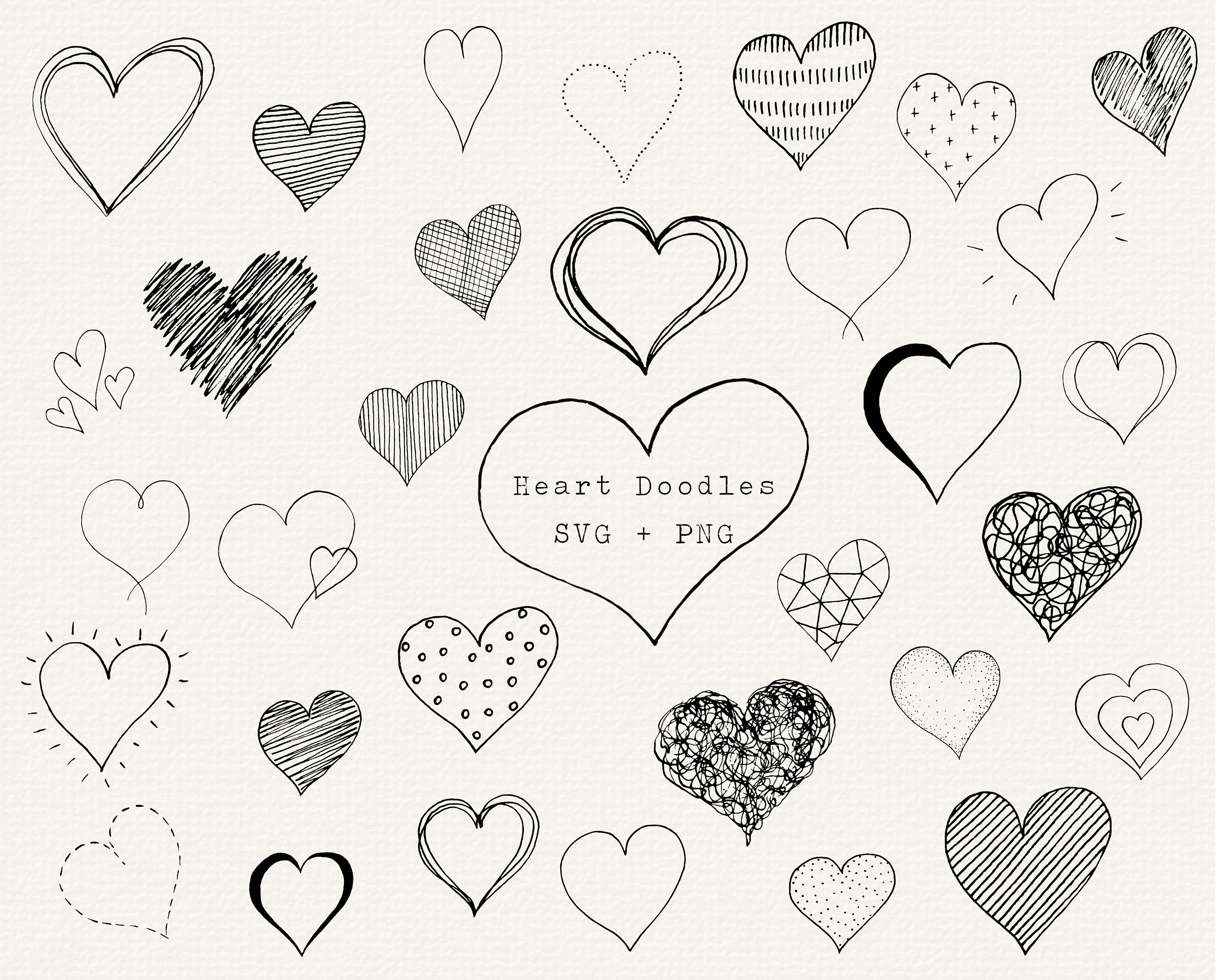 Heart Doodle SVG Bundle Hand Drawn Heart Vector Clip Art - Etsy