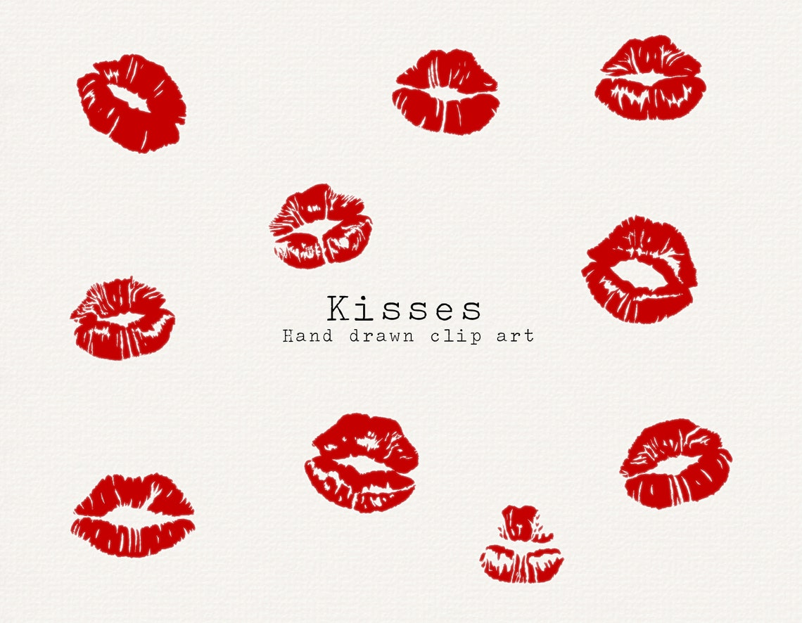 Kiss Clip Art Lipstick PNG Valentines Graphics for - Etsy