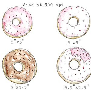 Watercolor Donuts Clipart, Bakery Clipart, Watercolor Doughnut, Dessert ...