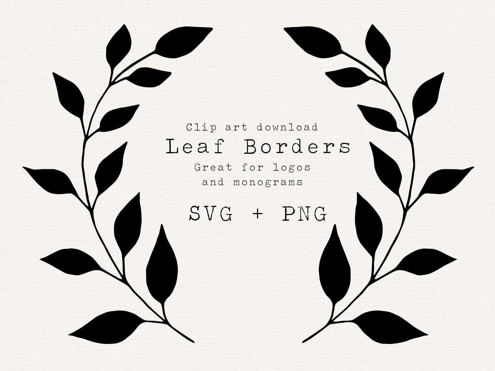 Leaf Borders Clipart, Botanical Wreath SVG PNG, Floral Frame for Logo ...