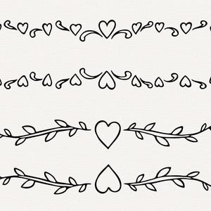 Heart Shaped Dividers SVG Bundle, Valentine Doodle Border, Hearts ...