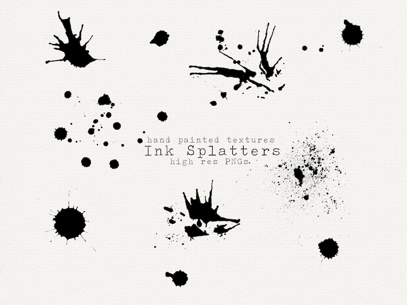 Ink Splatters - Hand Painted Textures - High Res Pngs - Etsy