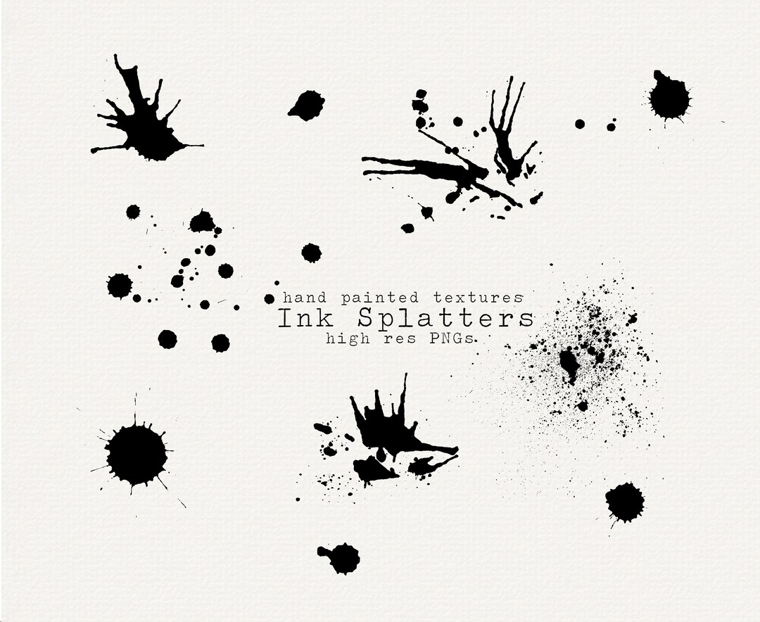 Ink Splatter Clip Art, Splattered Ink Clipart, Ink Drips PNG, Paint ...