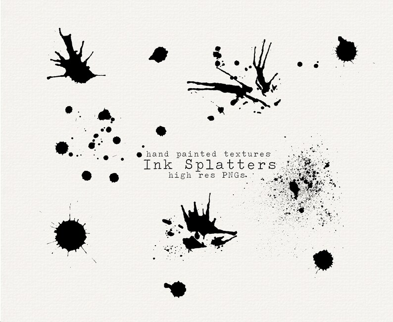 Ink Splatter Clip Art Splattered Ink Clipart Ink Drips PNG | Etsy