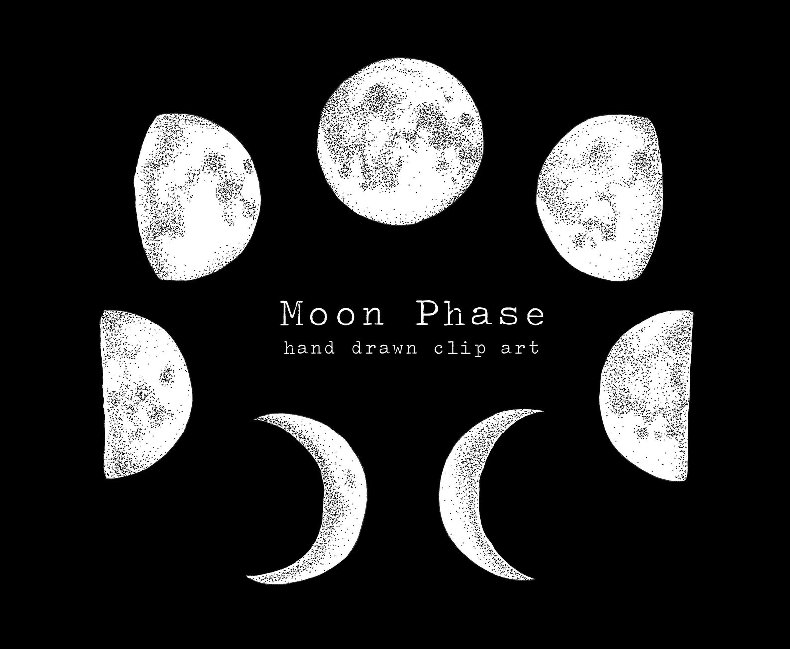 Moon Phase Clipart, Hand Drawn Moon PNG Set (digital Download) - Etsy ...