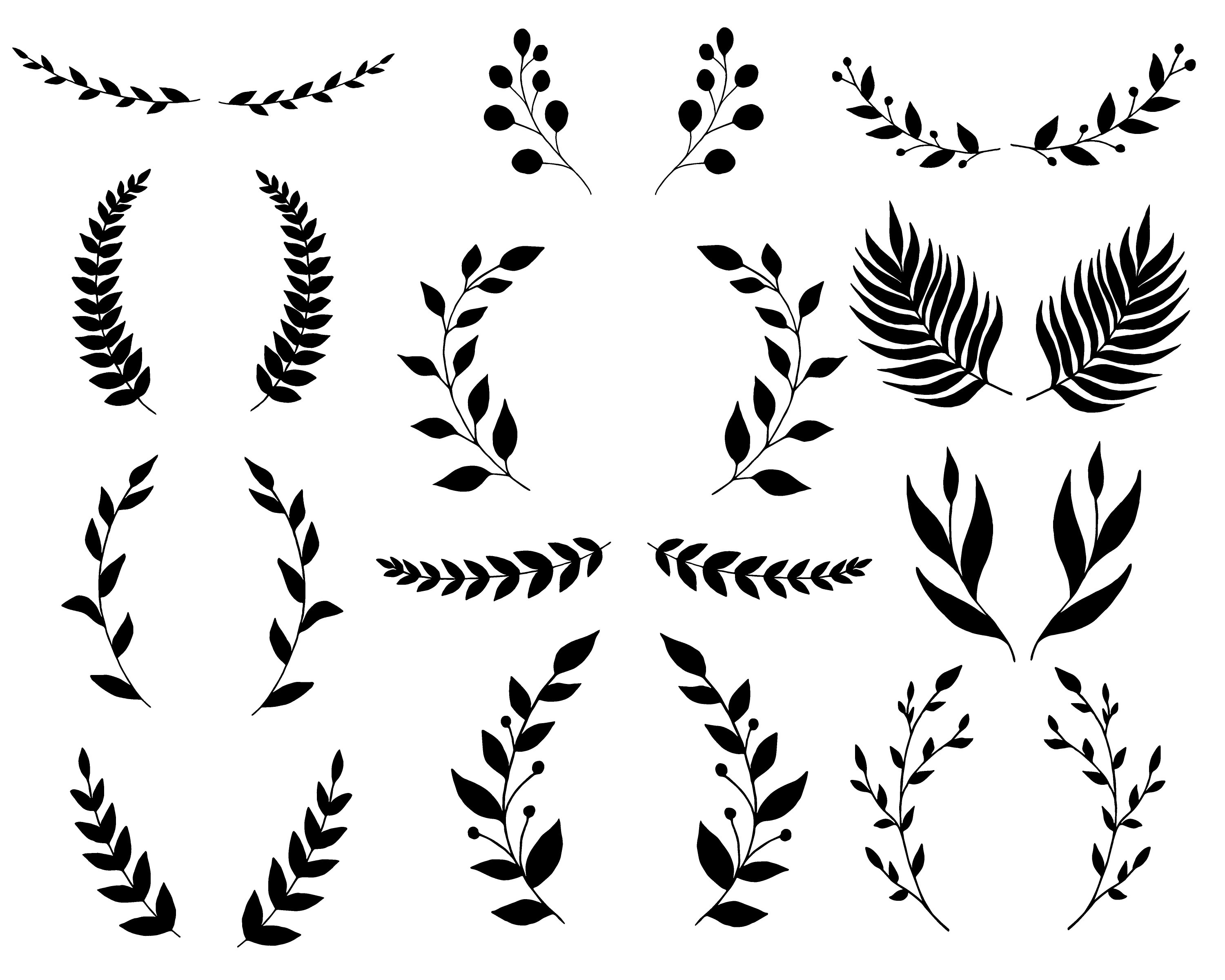 Leaf Silhouette Svg, Borders for Monogram, for Logo, Leaves Clip Art ...