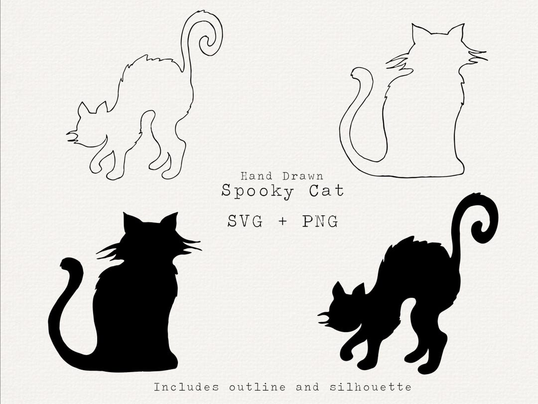 Halloween Cat SVG, Spooky Black Cat Silhouette, Halloween Clip Art, Cat ...