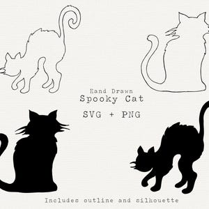 Halloween Cat SVG, Spooky Black Cat Silhouette, Halloween Clip Art, Cat ...