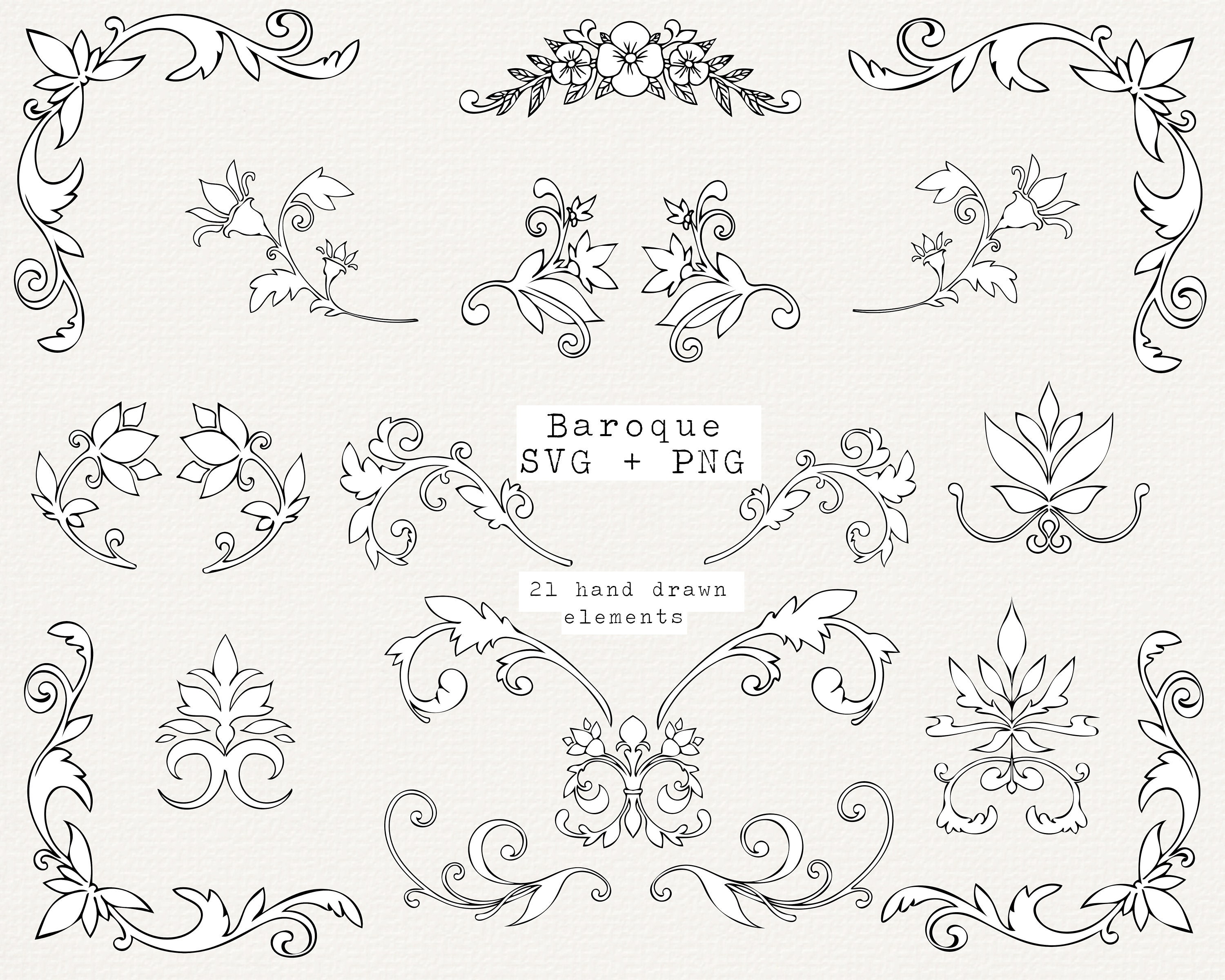Baroque SVG Bundle Flourish SVG Decorative Elements Cut - Etsy Canada