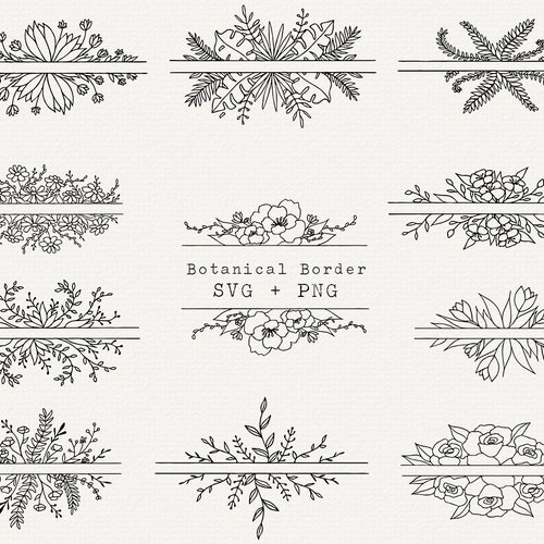 Botanical Border SVG Bundle Split Floral Frame SVG - Etsy