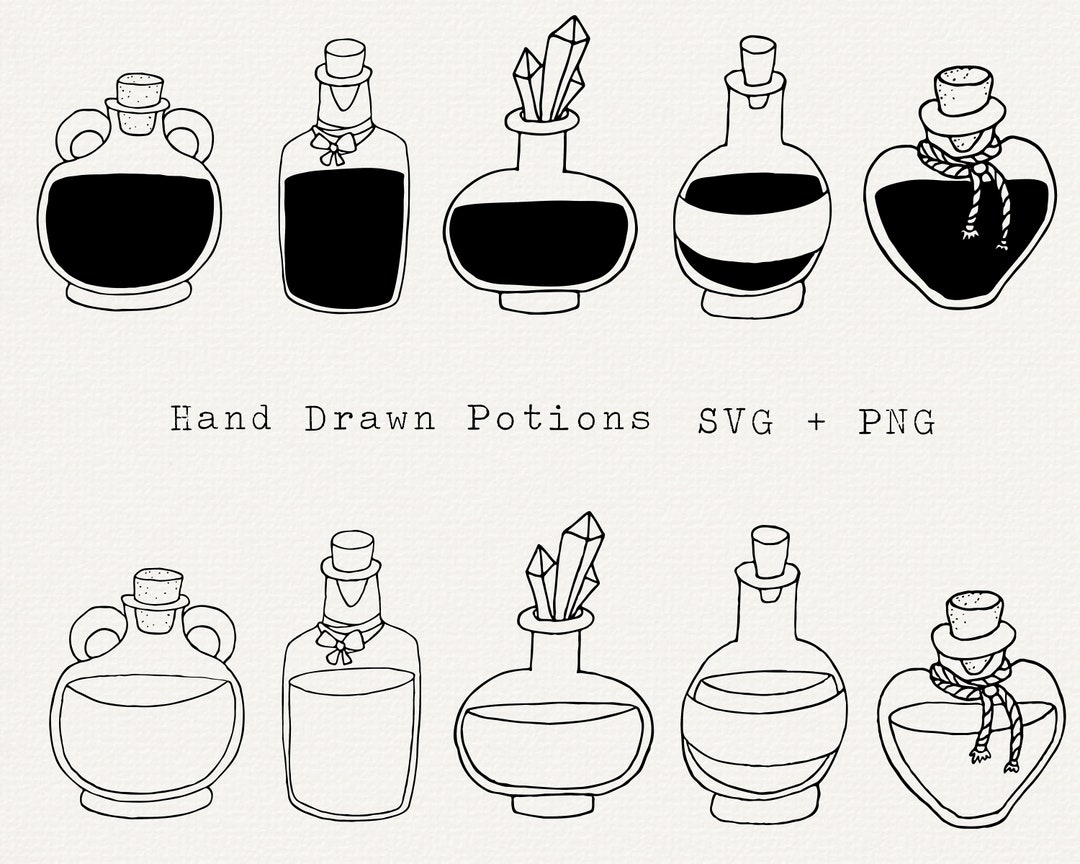 Potion SVG Witchy Clipart Halloween Line Art PNG Cut File - Etsy