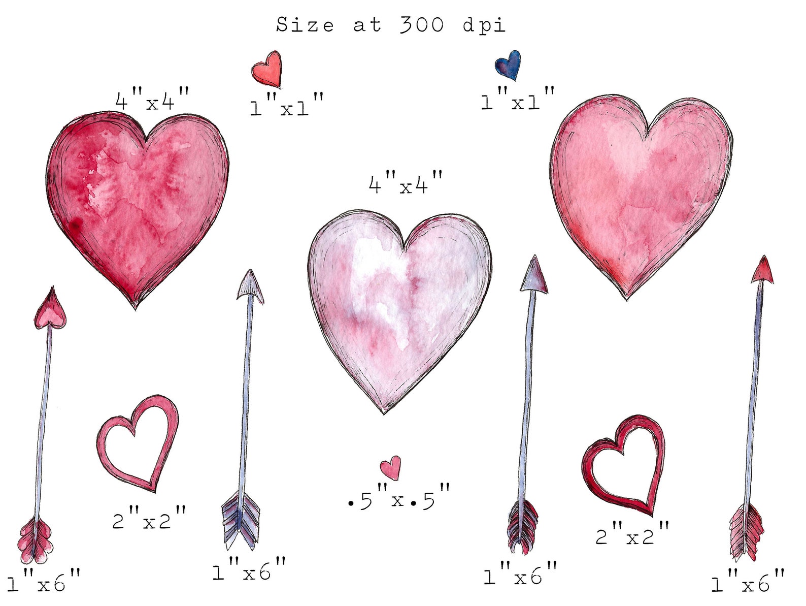 Hearts and Arrows Clip Art Valentine's Day Hearts | Etsy
