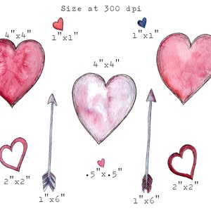 Hearts and Arrows Clip Art, Valentine's Day Hearts Clipart, Cupid's ...