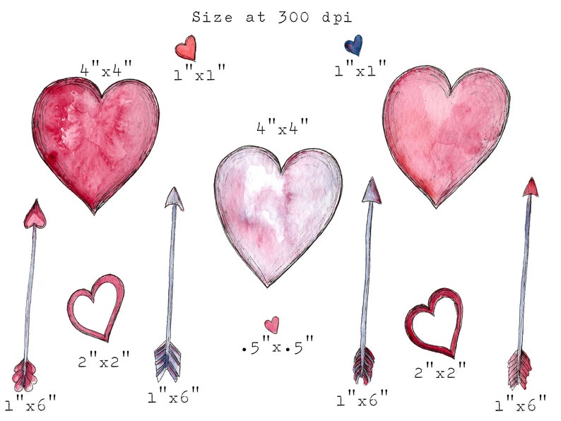 Hearts and Arrows Clip Art Valentine's Day Hearts - Etsy