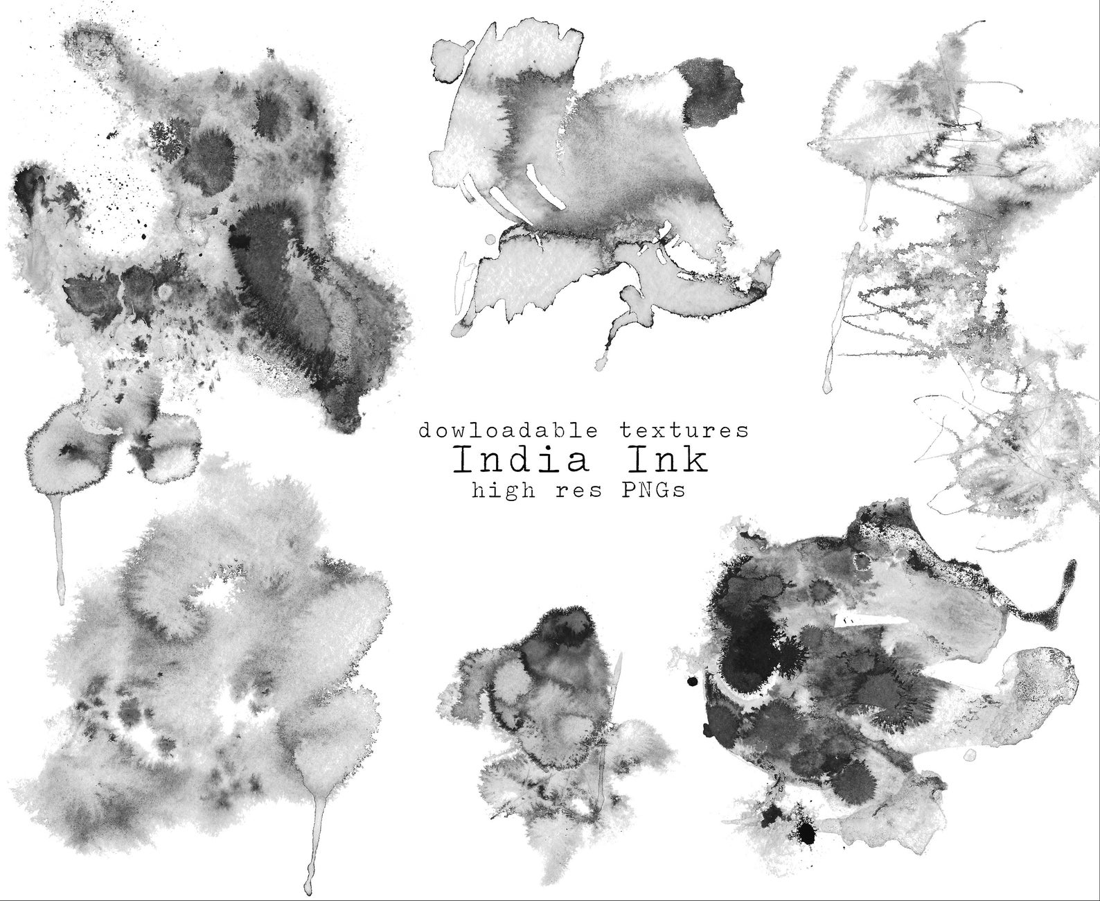 Wet Ink Texture Clip Art Hand Painted Texture PNG Artistic - Etsy