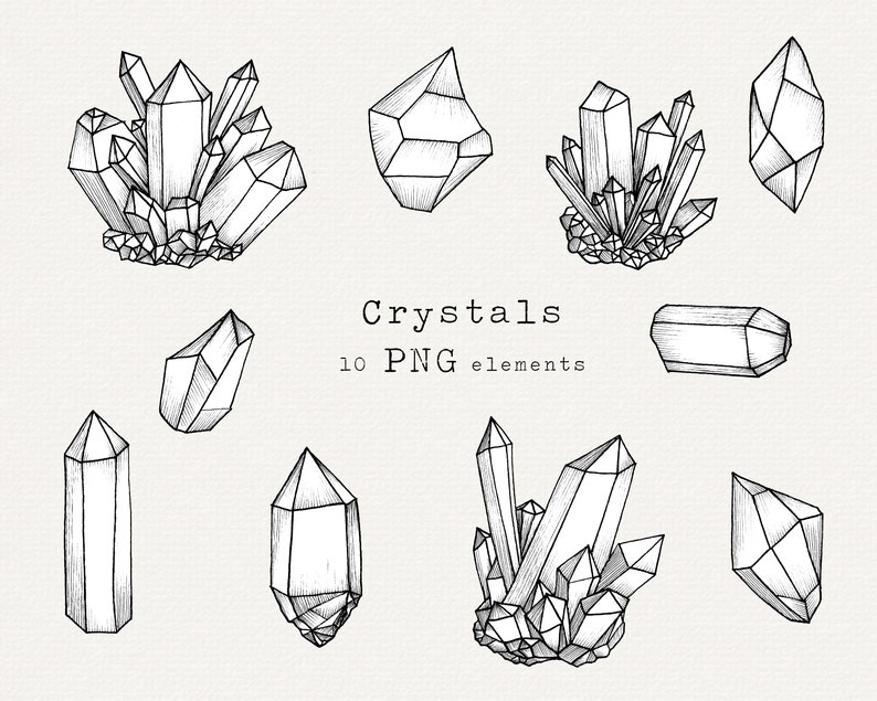Crystal Clip Art Crystals PNG Hand Drawn Crystal - Etsy