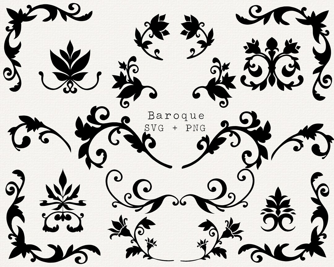 Baroque SVG Clipart, Damask SVG, Stencil Baroque Svg, Stencil Cut Files ...