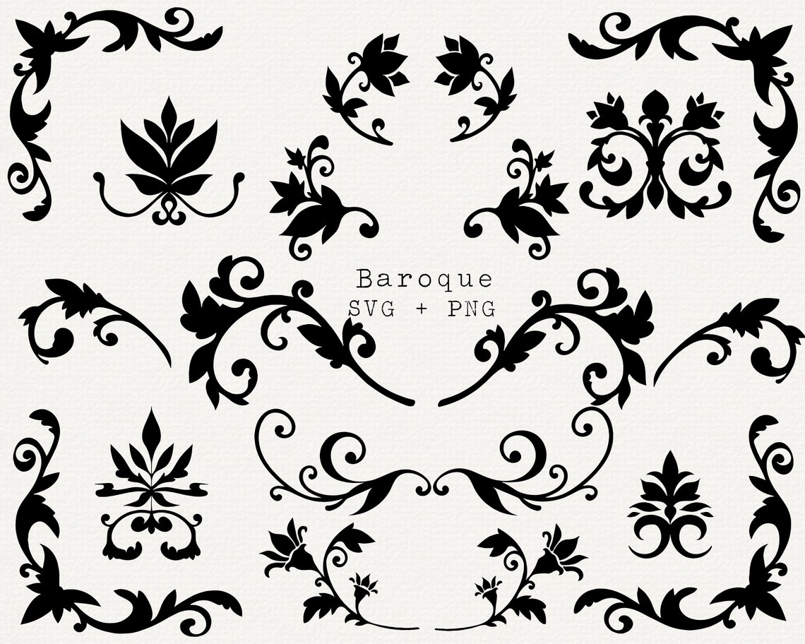Baroque SVG Clipart Damask SVG Stencil Baroque Svg Stencil - Etsy