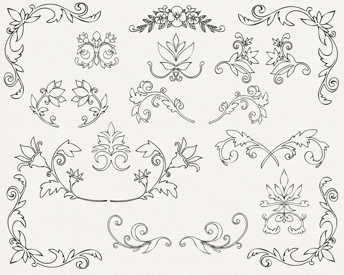Baroque SVG Bundle Flourish SVG Decorative Elements Cut - Etsy