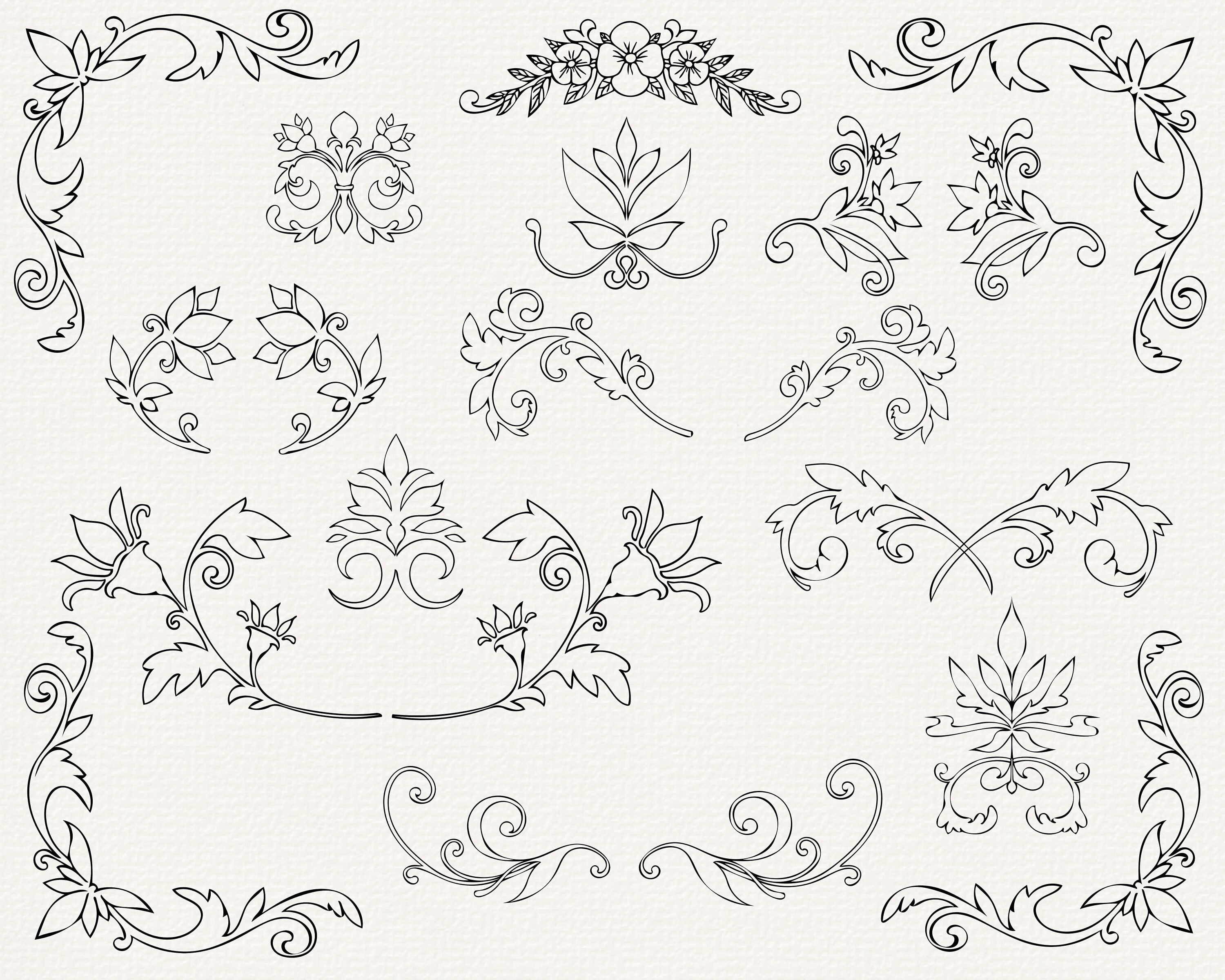 Baroque SVG Bundle Flourish SVG Decorative Elements Cut - Etsy Canada