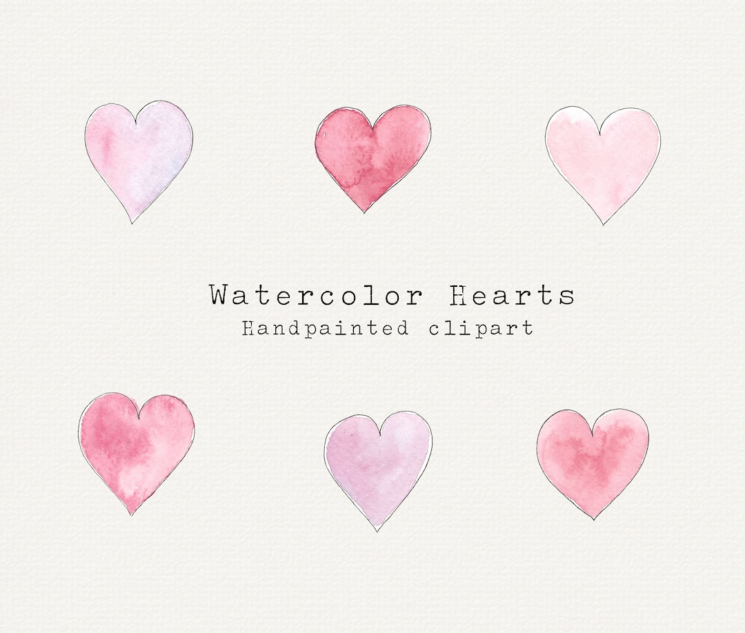 Watercolor Hearts Clip Art, Watercolor Hearts Clipart, Hand Painted ...