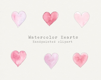 Watercolor Hearts Clipart, Heart Graphics - Etsy