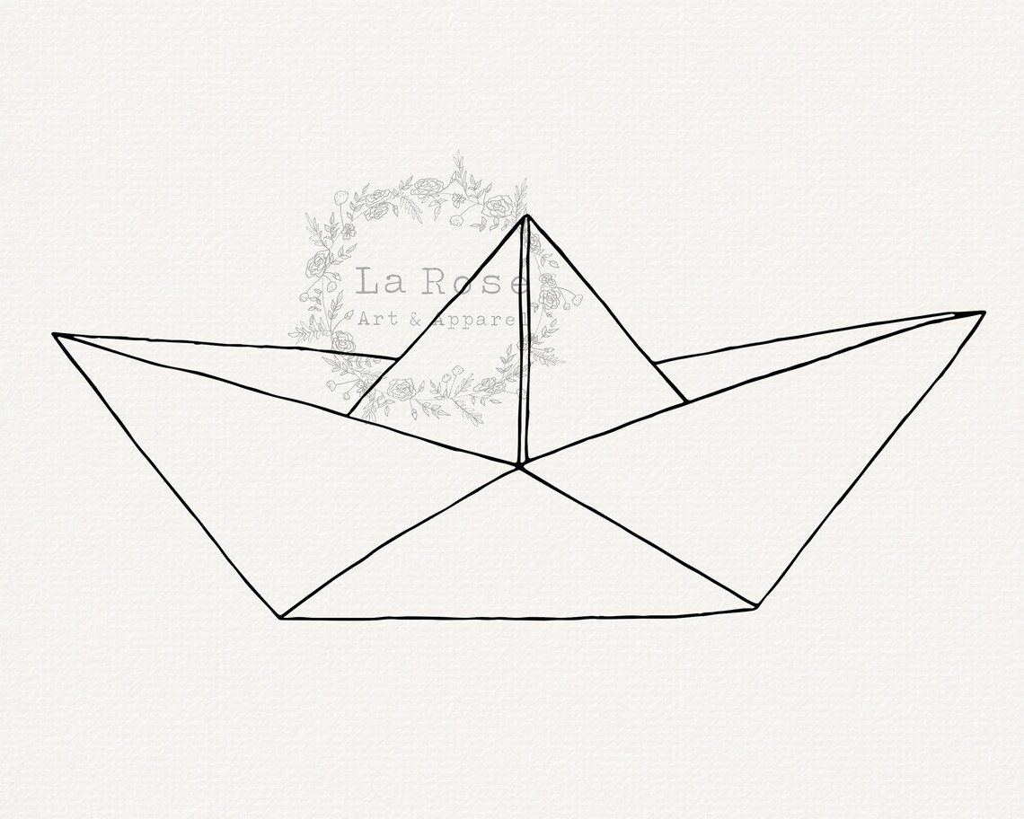 Paper Boat SVG Origami Boat Clip Art Simple Line Art - Etsy