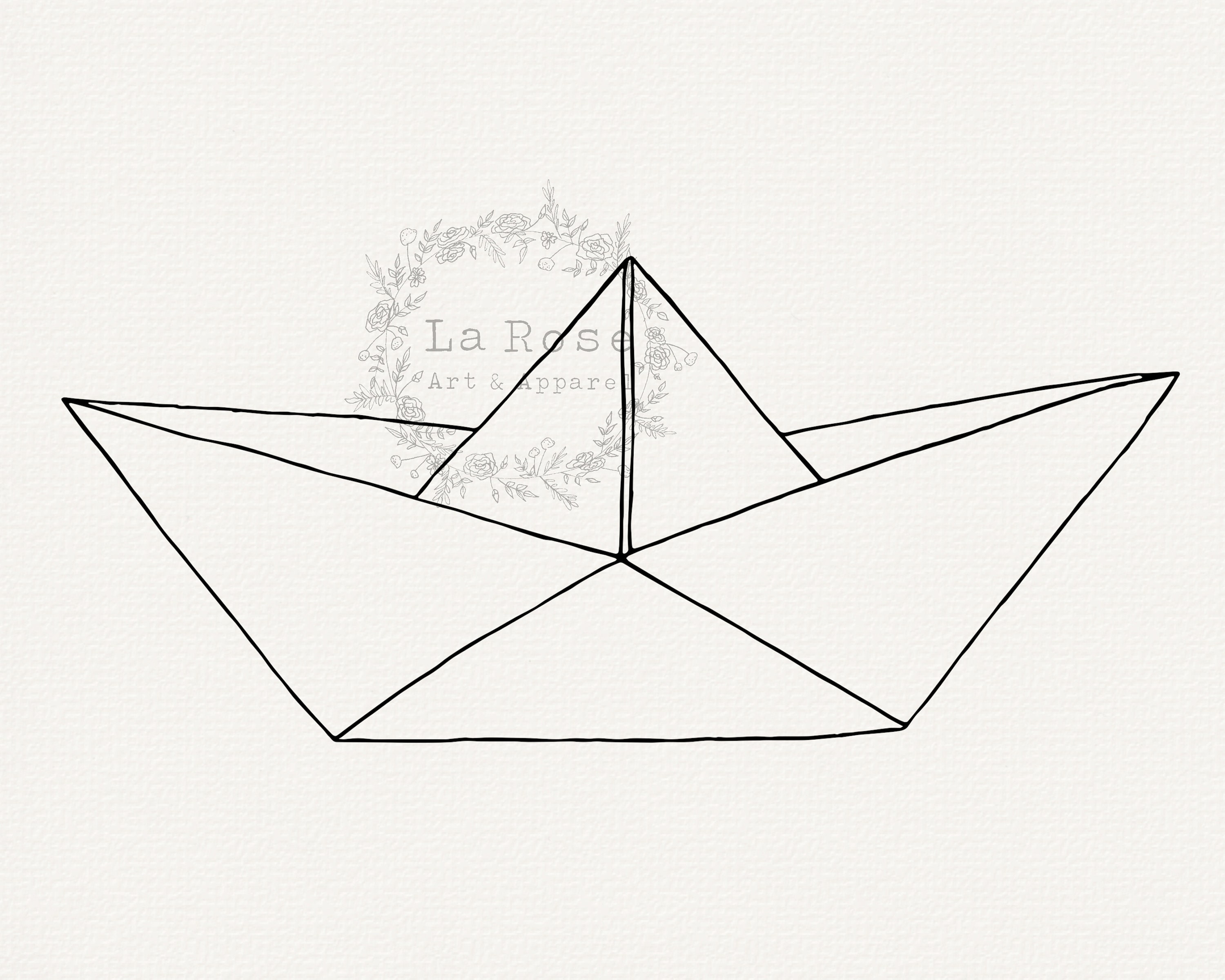 Paper Boat SVG Origami Boat Clip Art Simple Line Art - Etsy