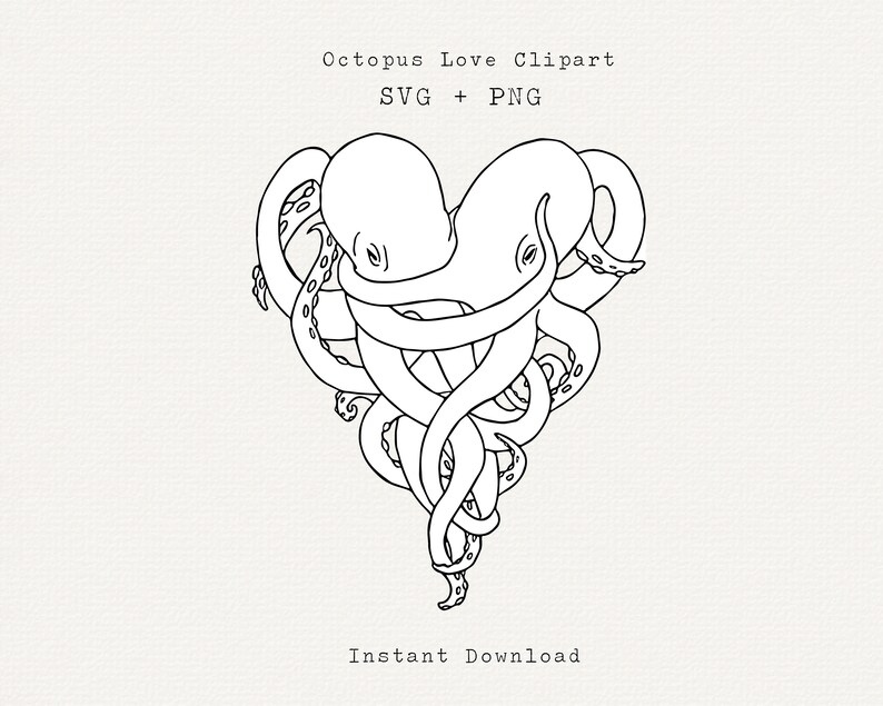 Octopus Heart SVG Octopus SVG Cut File Octopus Love DIY | Etsy