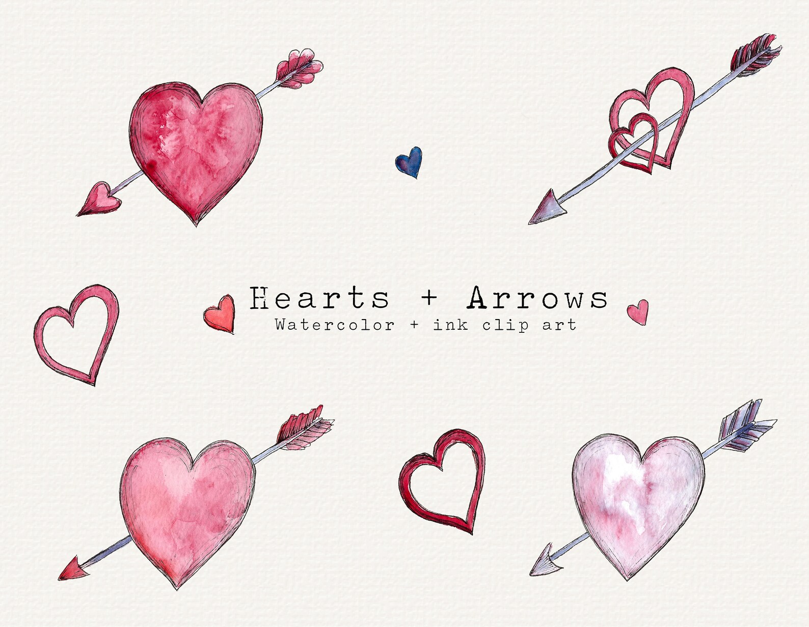 Hearts and Arrows Clip Art Valentine's Day Hearts | Etsy