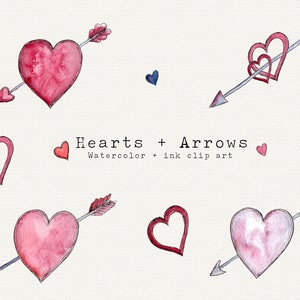 Hearts and Arrows Clip Art, Valentine's Day Hearts Clipart, Cupid's ...
