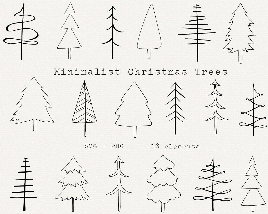 Minimalist Christmas Tree SVG, Hand Drawn Christmas Tree Clip Art ...