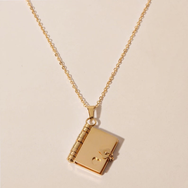 Personalized Book Pendant Necklace • Custom Engraved Stainless Steel ...