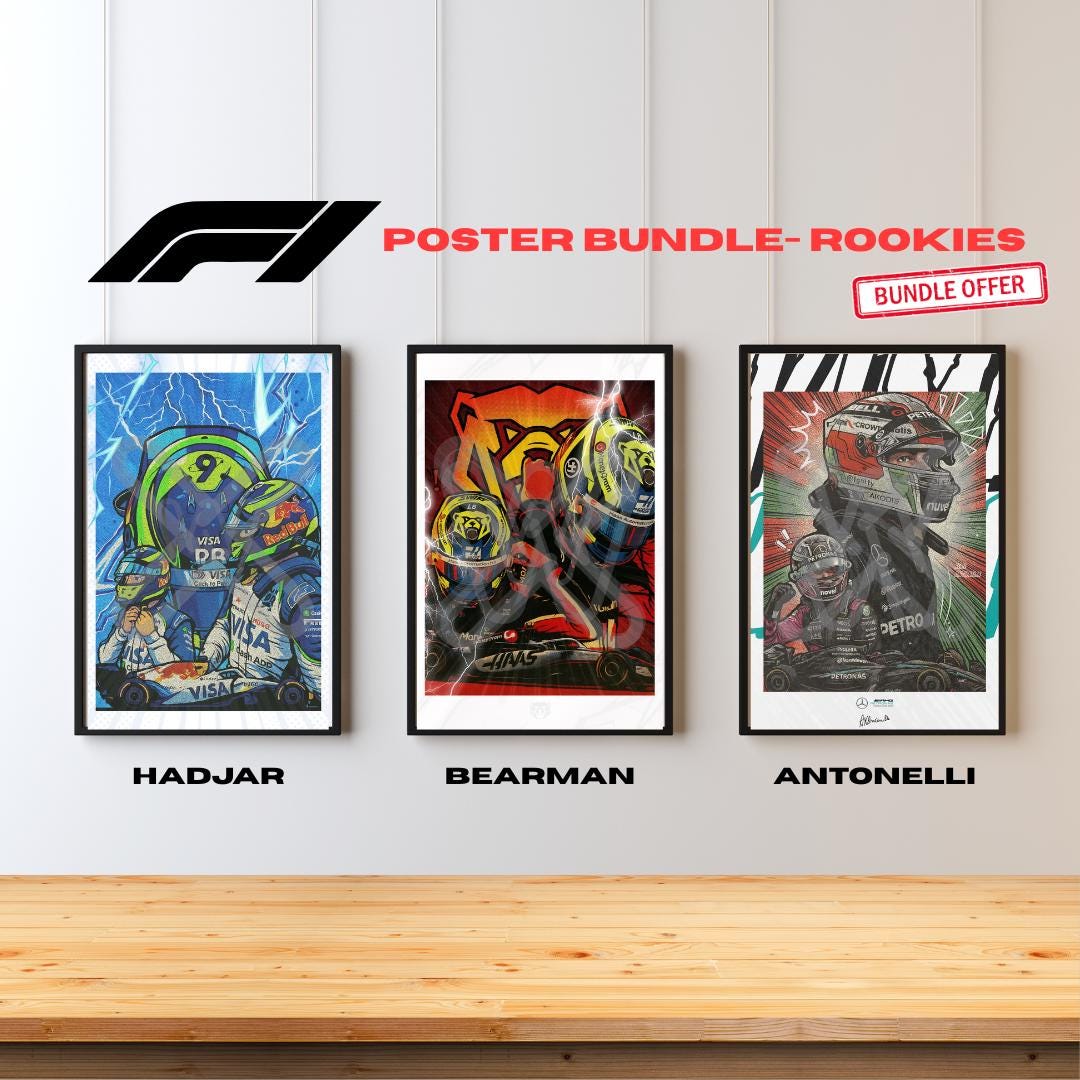Formula 1 Driver Poster Bundle Set of 3 | Bearman, Hadjar & Antonelli ...