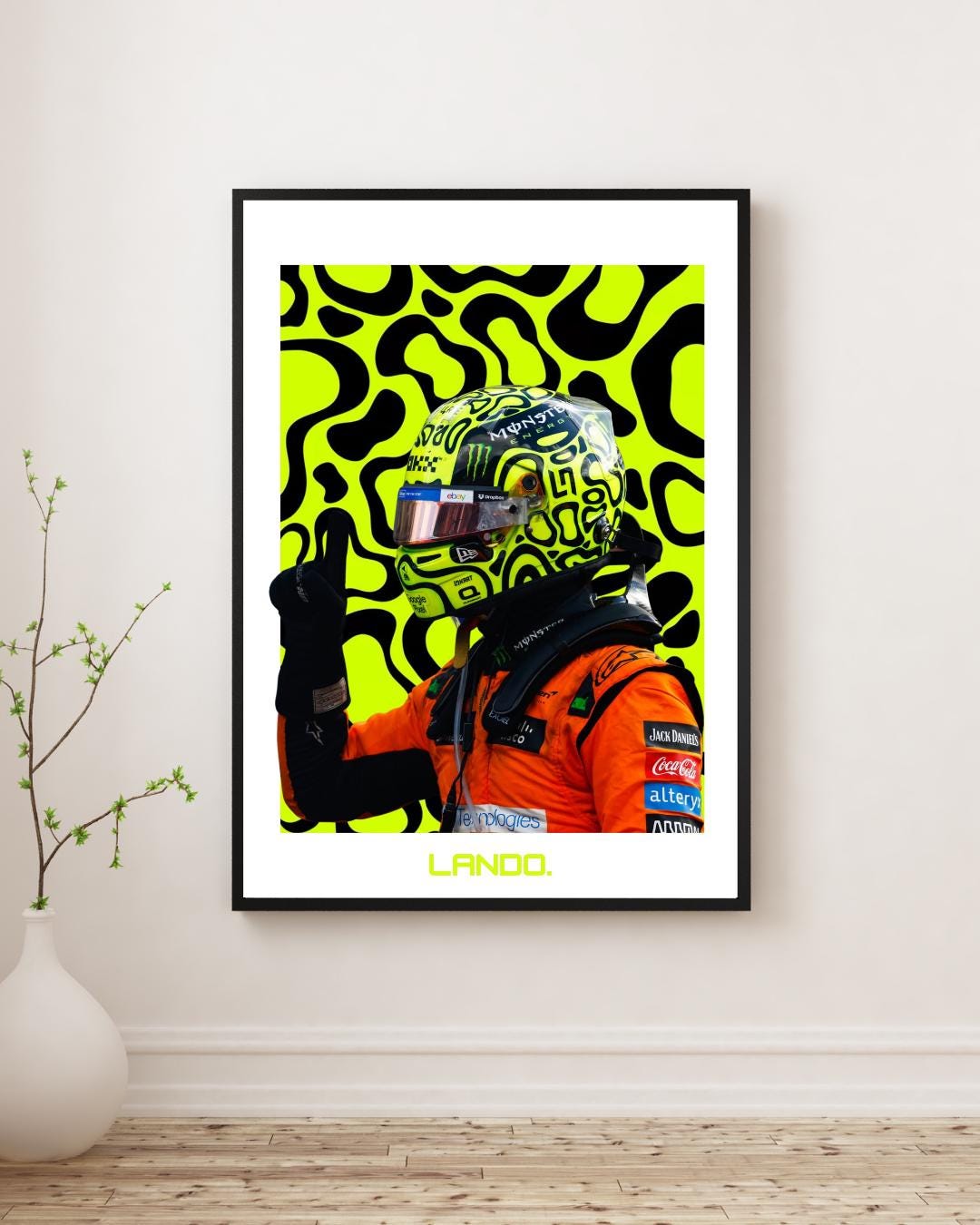 Lando Norris Mclaren F1 Digital Print Poster | Neon Green Formula One ...