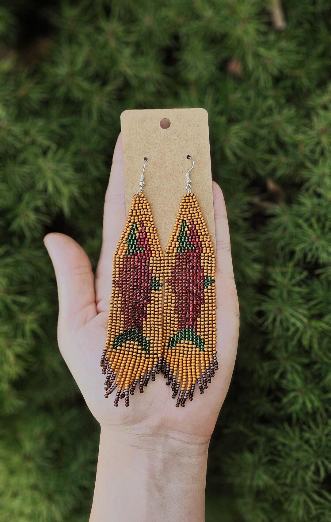 Seed Bead Alaskan Sockeye Salmon Earrings - Etsy