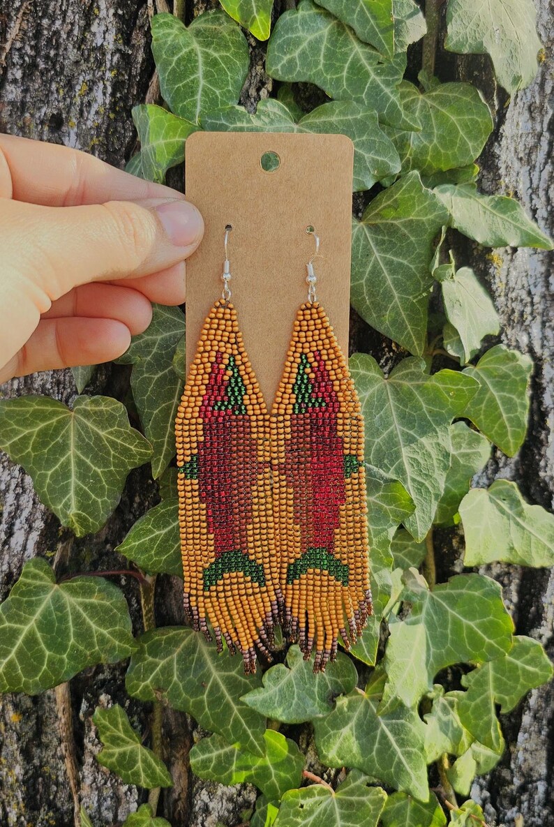 Seed Bead Alaskan Sockeye Salmon Earrings - Etsy