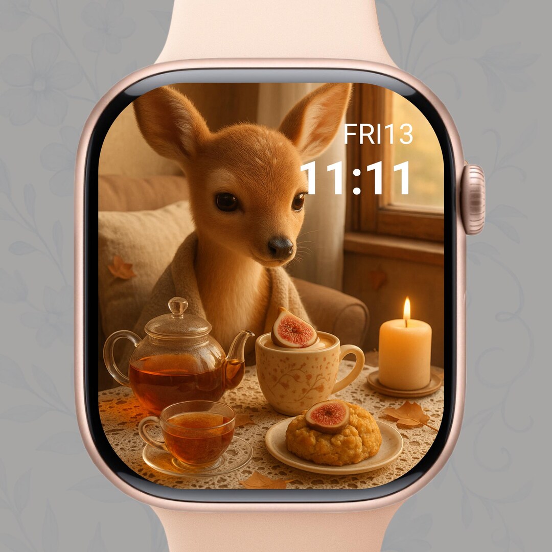 Fawn & Fig Scone Apple Watch Wallpaper - Rustic Autumn Tea Time Animal ...