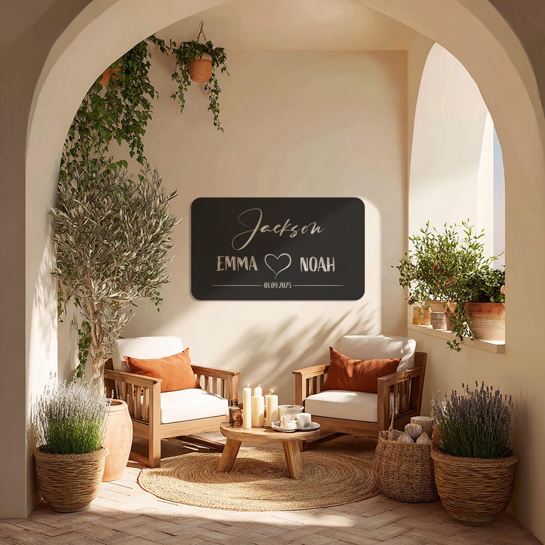 Personalized Name Sign, Modern Rounded Wall Art, Custom Couple Name ...