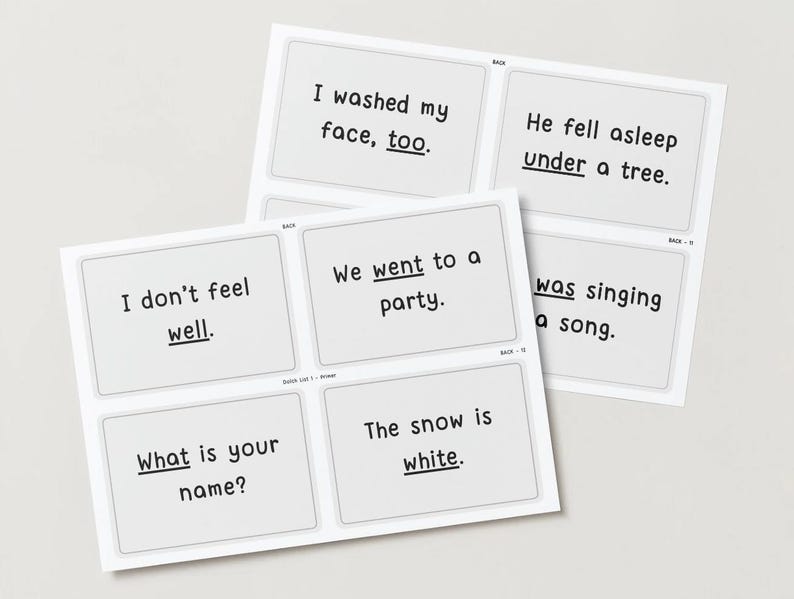 Dolch Sight Words Primer Flashcards + Practice Sentences (set 1 ...