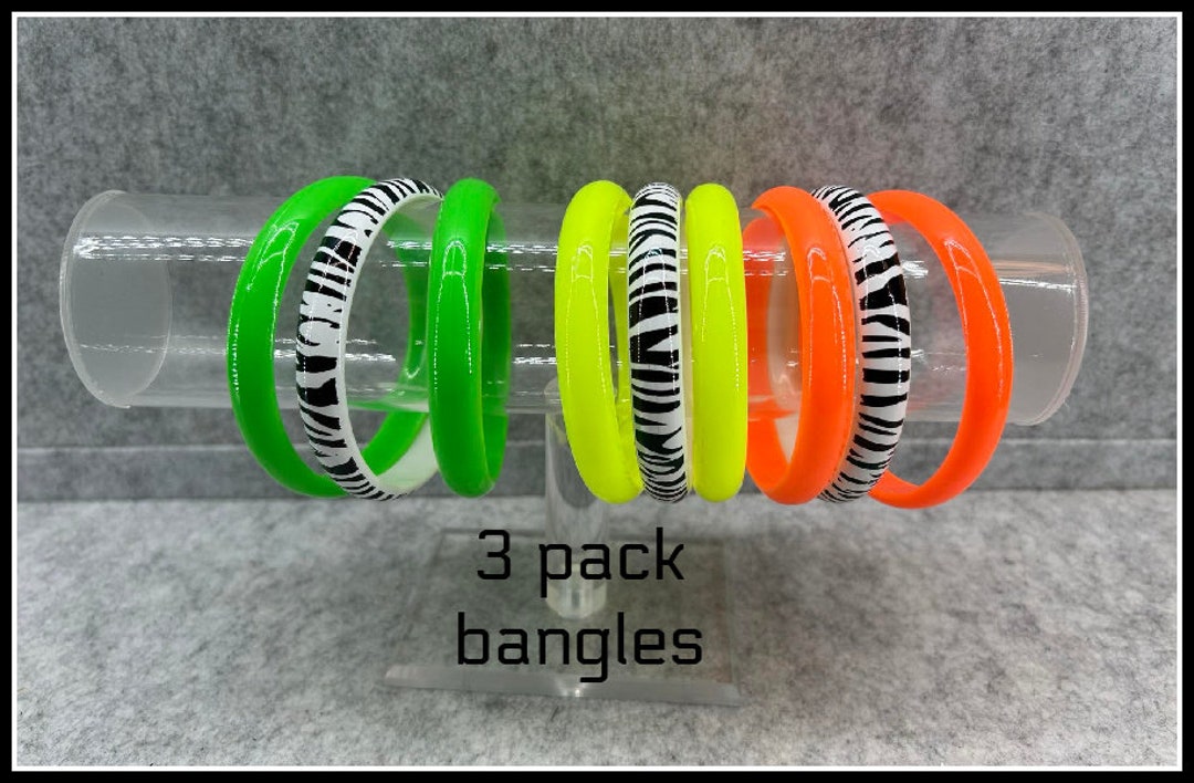 Neon and Zebra 3 Piece Bangle Set YOU CHOOSE 80s Bracelets 80s Party ...